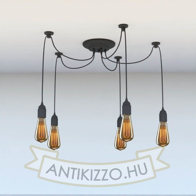 Antikizzo.hu Webáruház-Póklámpa 5 ágú, bakelit foglalattal