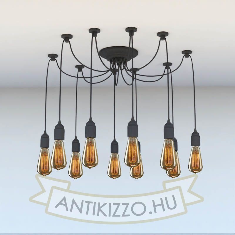 Antikizzo.hu Webáruház-Póklámpa 10 ágú, bakelit foglalattal